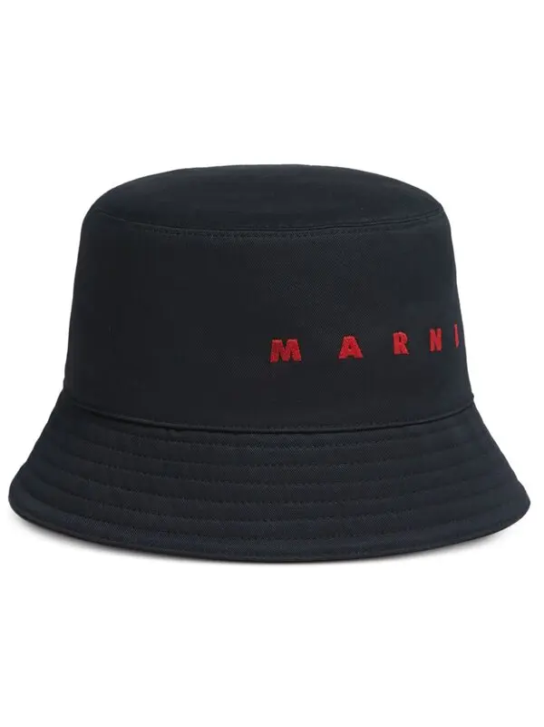 Marni Logo-embroidered Bucket Hat - Black