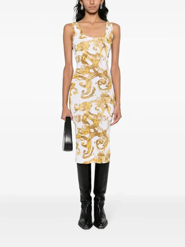 Versace Barocco-print Midi Dress
