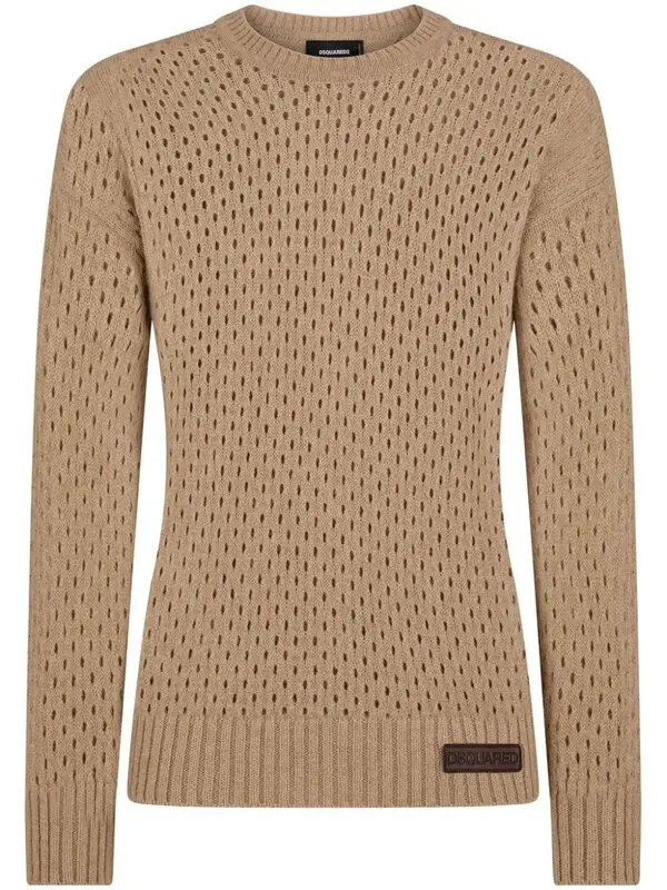 Dsquared2 Pointelle Knit Jumper With Logo Patch