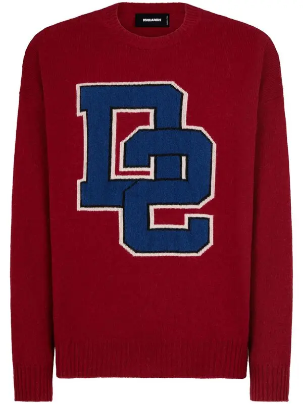 Dsquared2 Intarsia Logo Wool-blend Jumper - Red