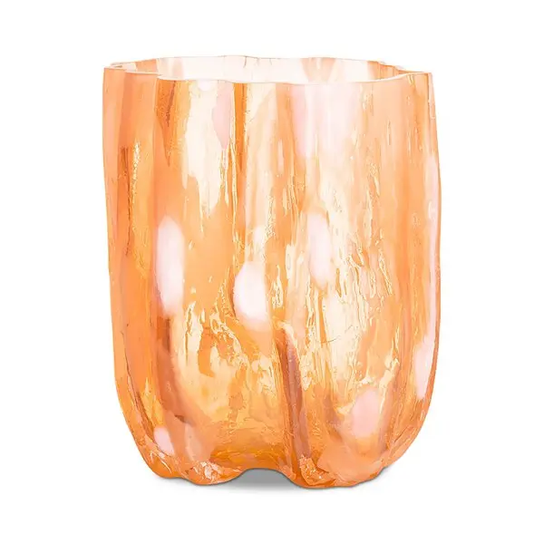 KOSTA BODA Crackle Vase, Tall - Amber/flamingo