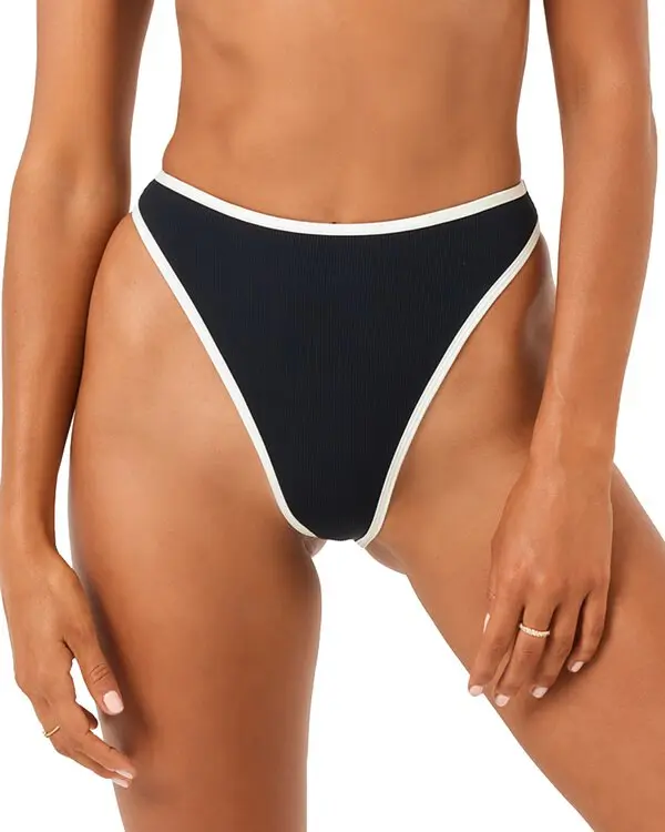 L*Space Nora High Leg Bikini Bottom - Black/cream