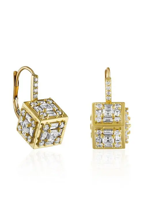 MINDI MOND Clarity 3d Diamond Drop Earrings - Yellow Gold/diamond