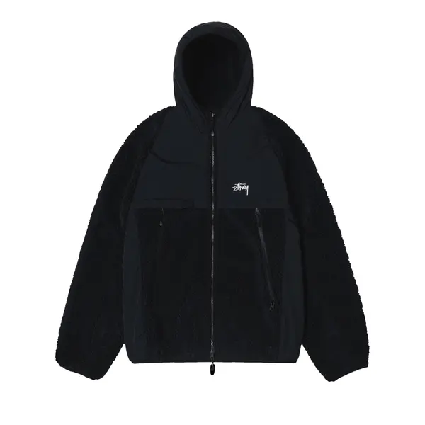 StÜssy Sherpa Paneled Hooded Jacket - Black