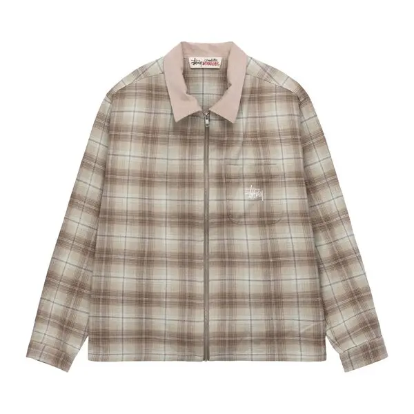 StÜssy Frank Plaid Zip Shirt 'tan