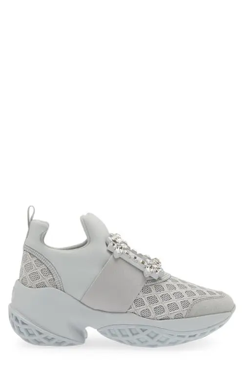 ROGER VIVIER Viv' Run Strass Sneakers - Cemento M/ Platino/ Grigio