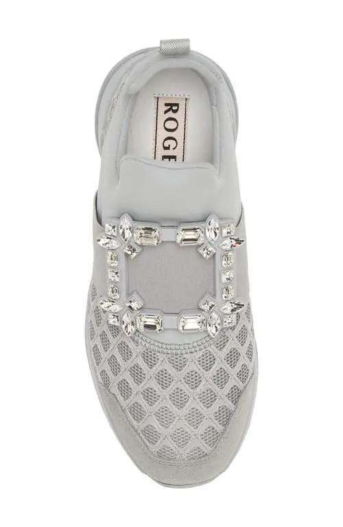 ROGER VIVIER Viv' Run Strass Sneakers - Cemento M/ Platino/ Grigio