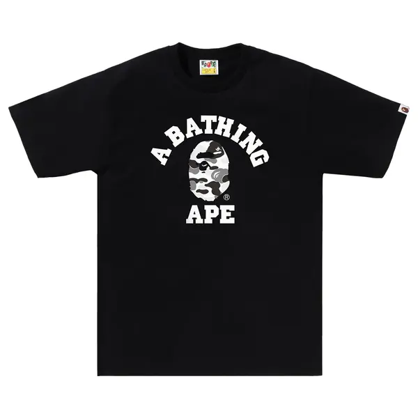 A BATHING APE Abc Camo College Tee /grey - Black