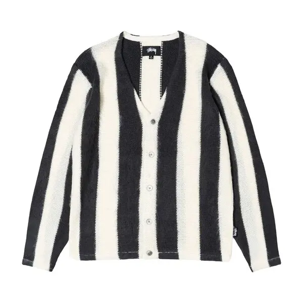 StüSsy Stripe Shaggy Cardigan - Multicolor | Editorialist