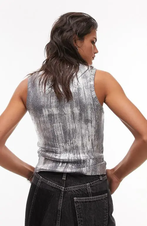 Topshop Metallic Tank Top