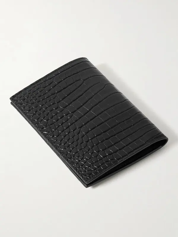 TOM FORD Croc-effect Glossed-leather Passport Holder
