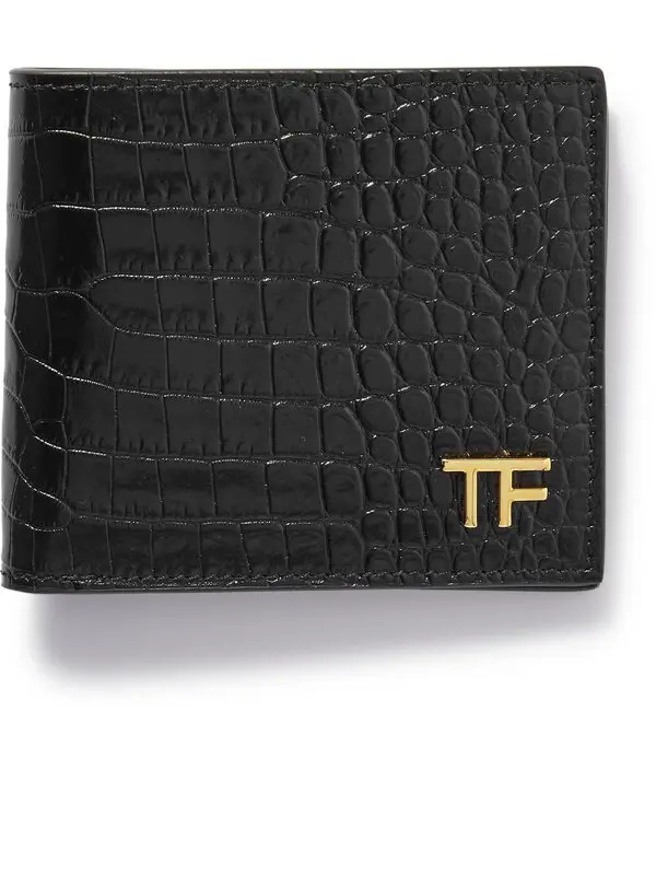 Tom Ford Croc-Effect Leather Bifold Wallet - Black