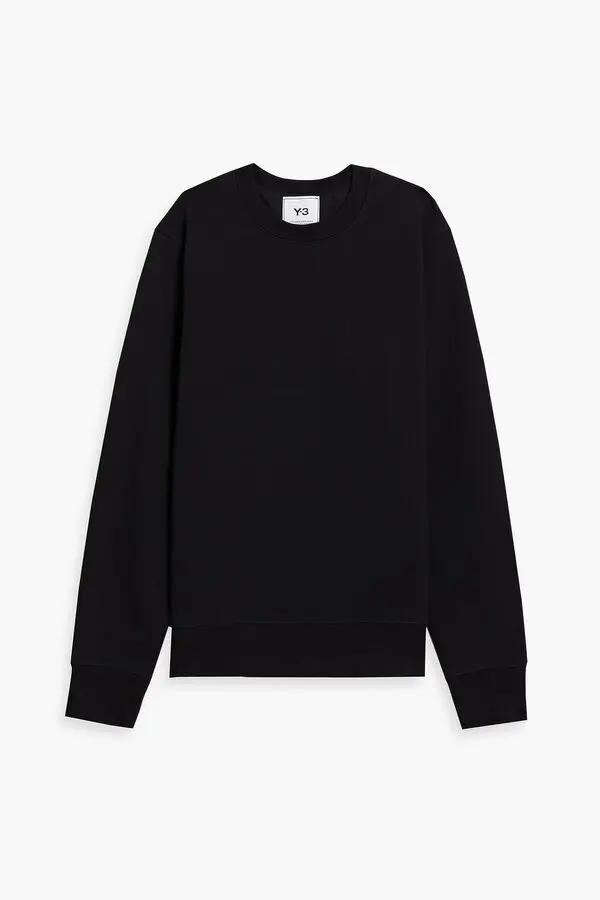 Y3 Logo Print French Cotton Terry Sweatshirt - Black
