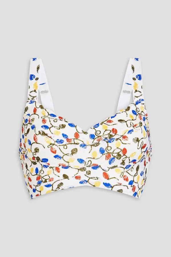 Cosabella Printed Stretchlace Bralette - White
