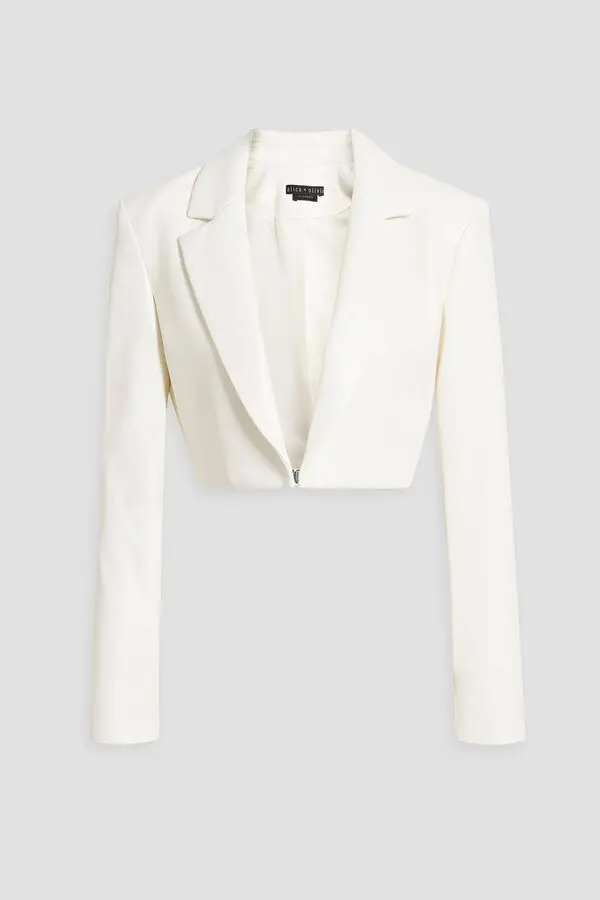 Alice + Olivia Alice Olivia Cropped Faux Leather Blazer - Ecru