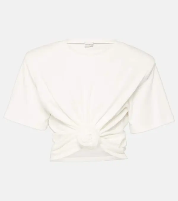 Magda Butrym Gathered Cotton Jersey Top - White