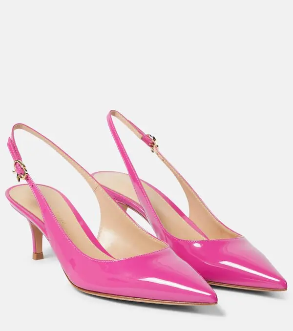 GIANVITO ROSSI Ribbon Patent Leather Slingback Pumps