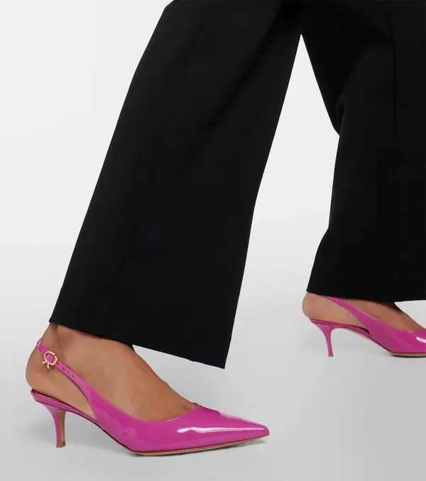 GIANVITO ROSSI Ribbon Patent Leather Slingback Pumps