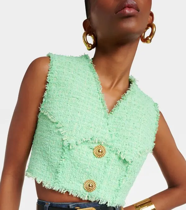 Balmain Tweed Crop Top