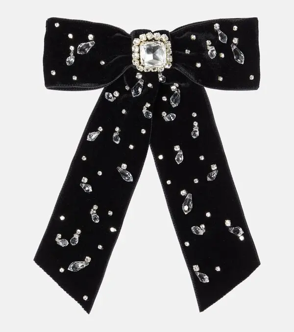 JENNIFER BEHR Alva Embellished Velvet Barrette - Black