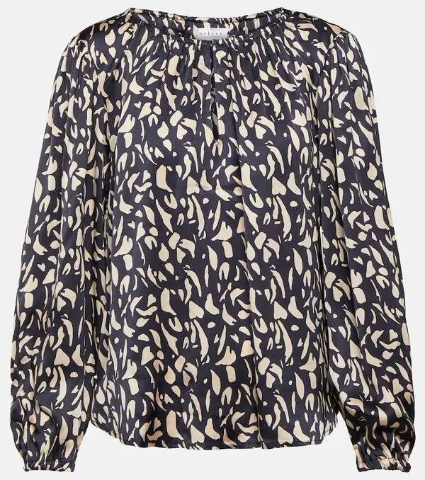 Velvet By Graham & Spencer Kade Printed Satin Blouse - Multicoloured