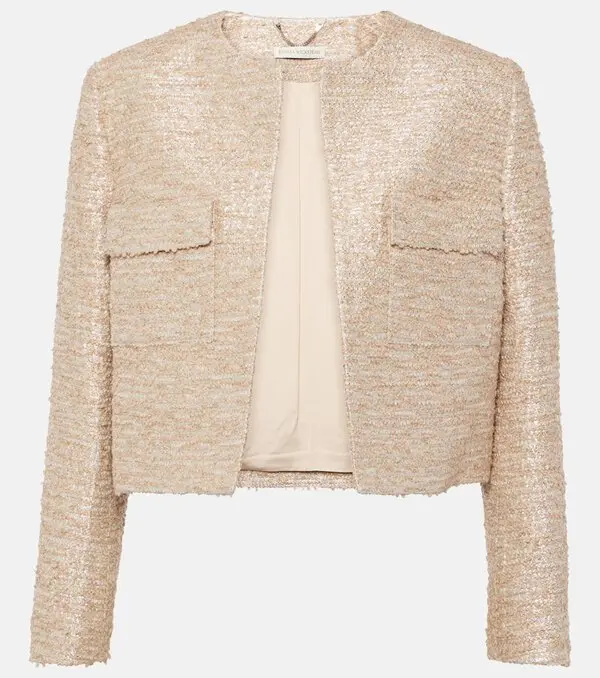 EMILIA WICKSTEAD Pheblia Cropped Tweed Jacket - Neutrals