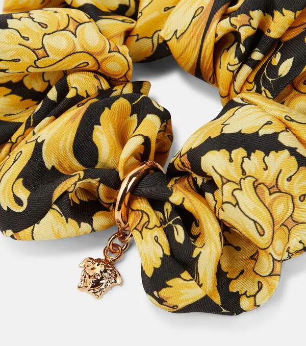 Versace Barocco Embellished Satin Scrunchie