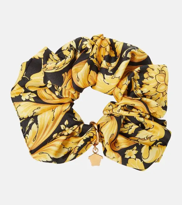 Versace Barocco Embellished Satin Scrunchie