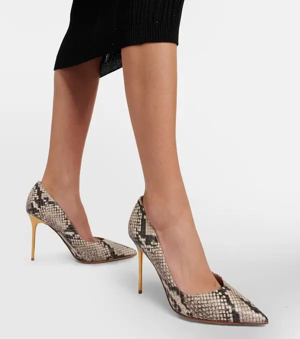 Balmain Python-effect Leather Pumps