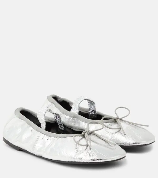 Proenza Schouler Metallic Leather Ballet Flats - Silver