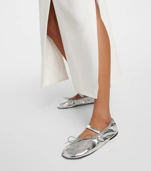 Proenza Schouler Metallic Leather Ballet Flats - Silver