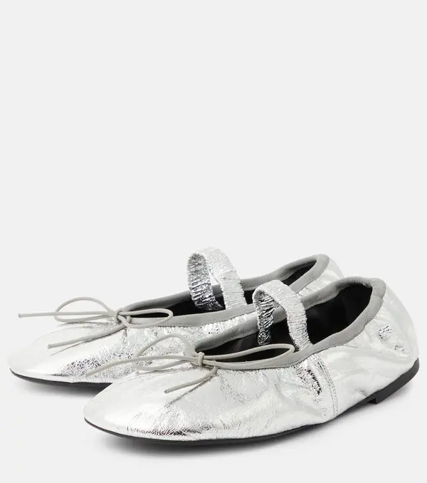 Proenza Schouler Metallic Leather Ballet Flats - Silver