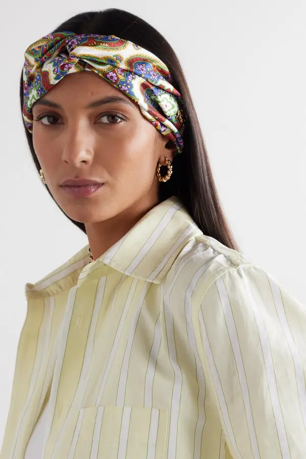 ETRO - Knotted Paisley-Print Silk-Twill Headband Etro Paisley silk headband Etro main image 3