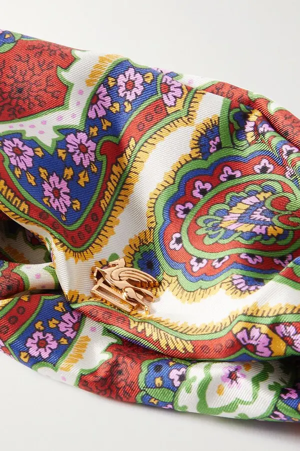ETRO - Knotted Paisley-Print Silk-Twill Headband Etro Paisley silk headband Etro main image 4