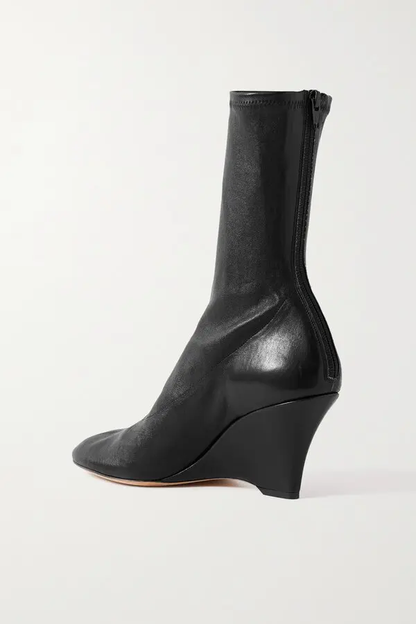 Khaite Leather Wedge Ankle Boots