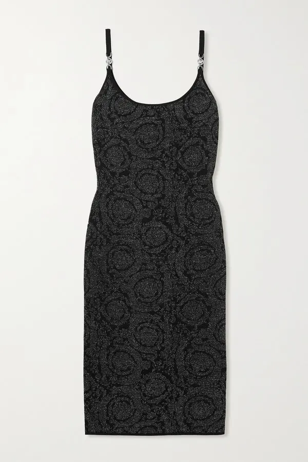 Versace Embellished Metallic Jacquard-knit Dress