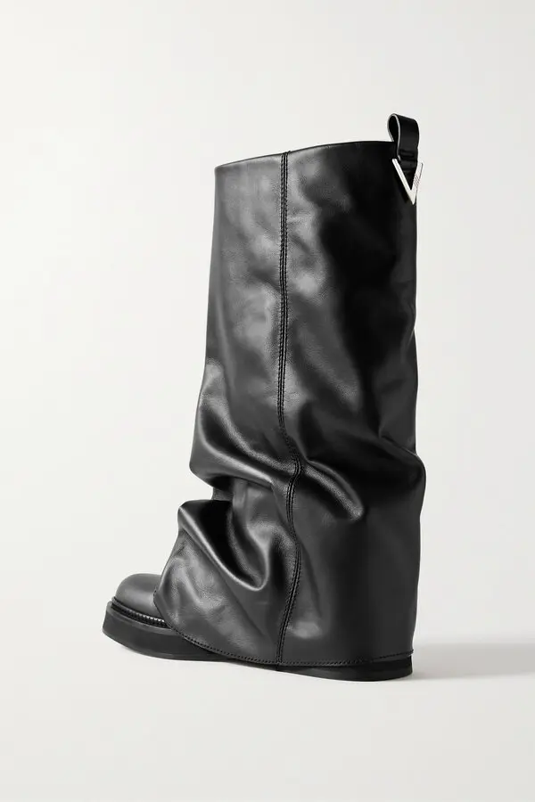 Attico Robin Layered Knee Boots - Black