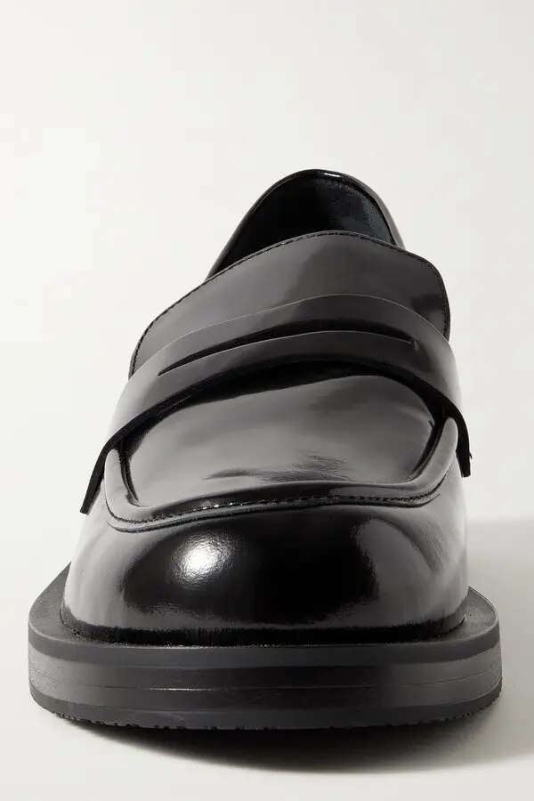 STUART WEITZMAN Palmer Glossed-leather Loafers