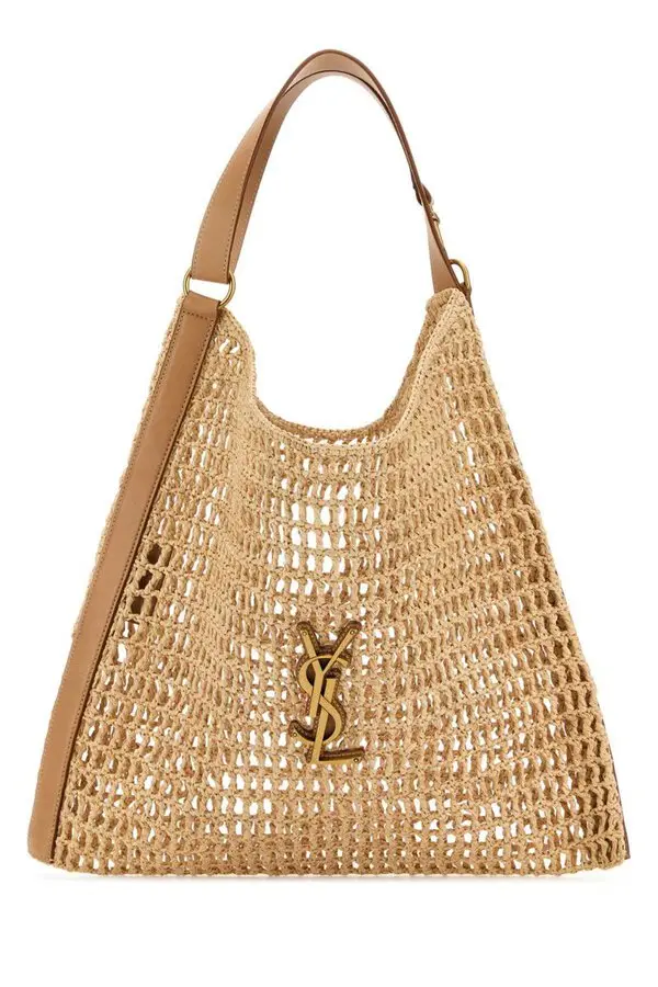 Saint Laurent Oxalis Raffia And Leather Shopping Bag - Beige O Tan