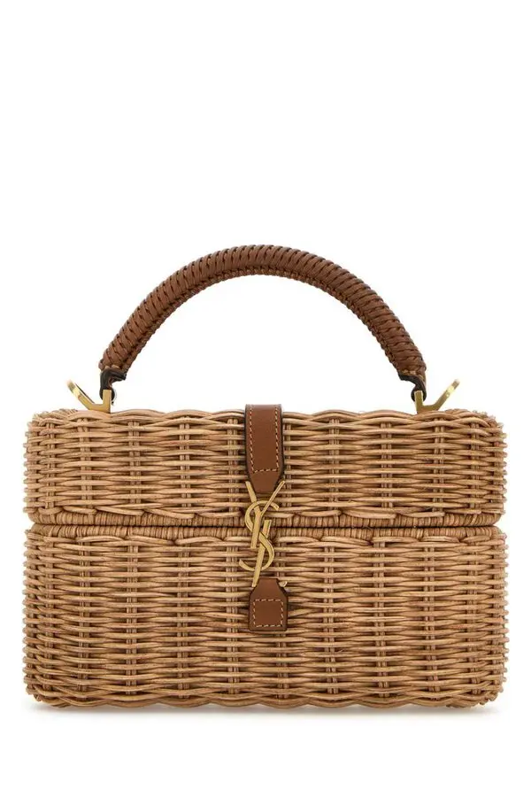 Saint Laurent Wicker Vanity Gaby Handbag - Beige O Tan