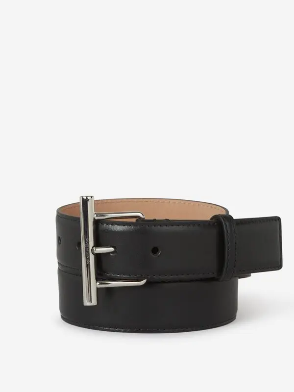 Alexander McQueen Leather Belt With Rectangular Buckle - Straight Jeans