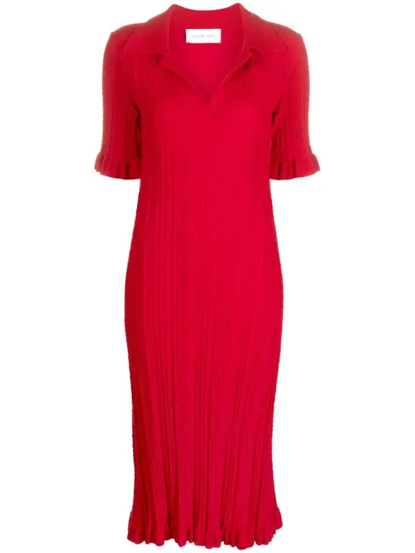 Viktor & Rolf V-neck Knitted Midi Dress - Red