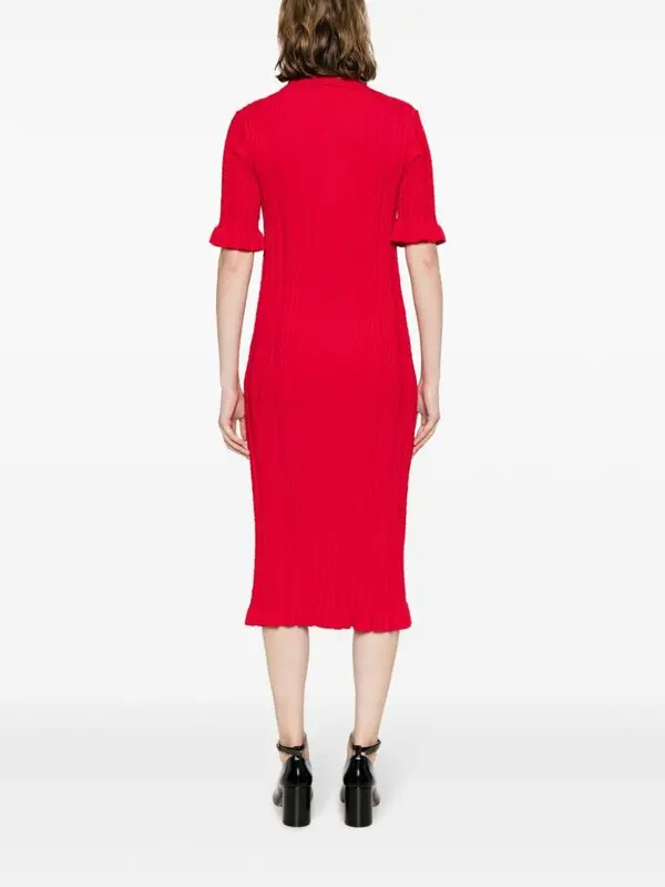 Viktor & Rolf V-neck Knitted Midi Dress - Red