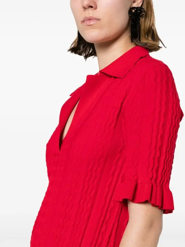 Viktor & Rolf V-neck Knitted Midi Dress - Red