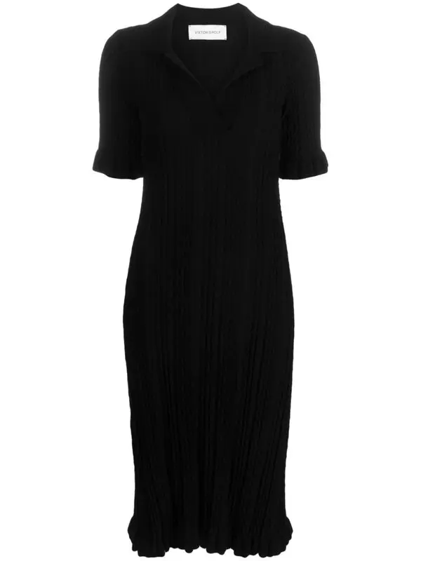 Viktor & Rolf V-neck Knitted Midi Dress - Black