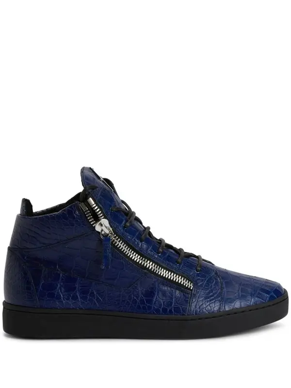 GIUSEPPE ZANOTTI Kriss Crocodile-effect Mid-top Sneakers