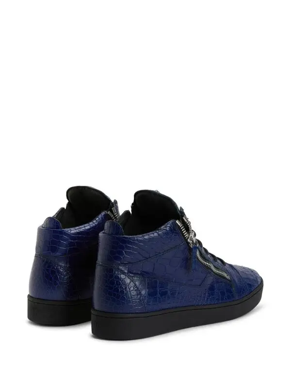 GIUSEPPE ZANOTTI Kriss Crocodile-effect Mid-top Sneakers
