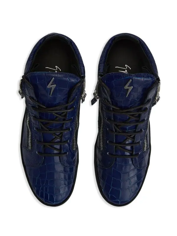 GIUSEPPE ZANOTTI Kriss Crocodile-effect Mid-top Sneakers