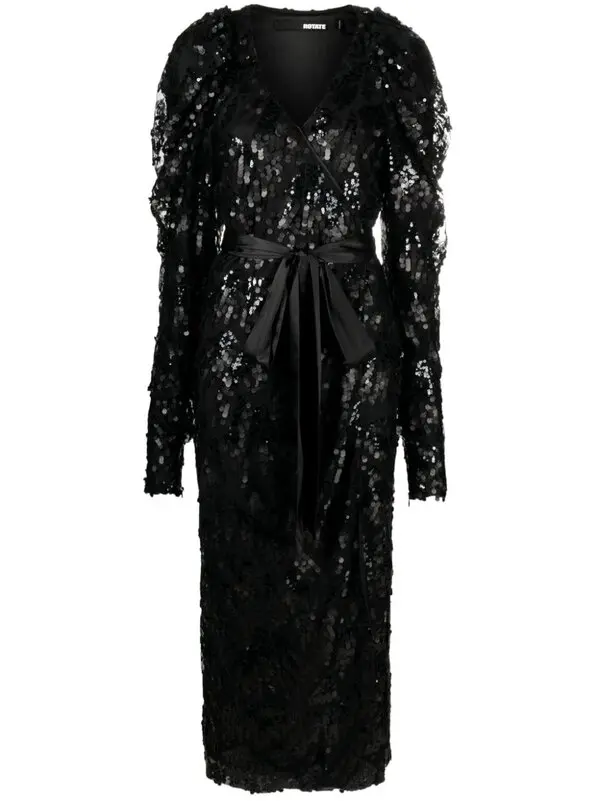 ROTATE BY BIRGER CHRISTENSEN Sequin Wrap Midi Dress