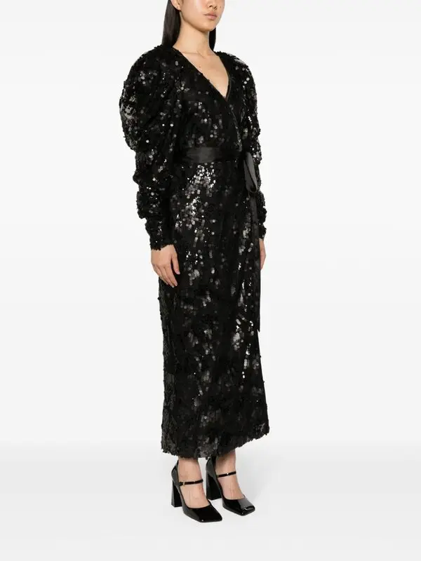 ROTATE BY BIRGER CHRISTENSEN Sequin Wrap Midi Dress